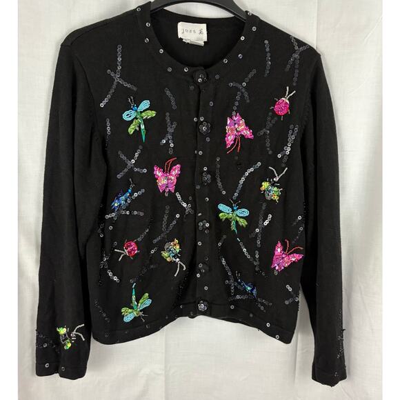 Just B | Sweaters | Just B Cardigan Sweater Size L Black Beaded ...
